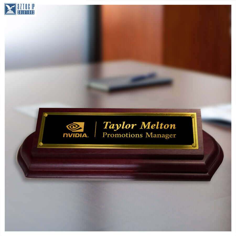Mahogany Desk Name Plate Custom Mahogany Desk Bar With Pen And
