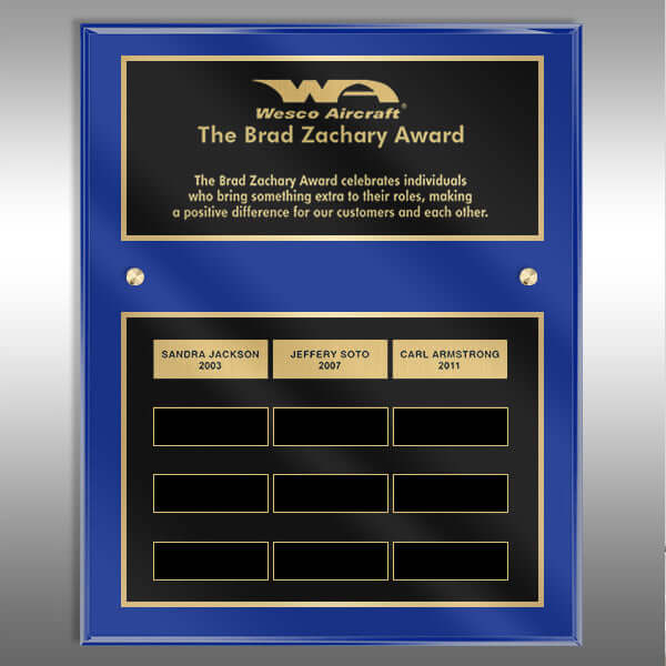 Perpetual Plaque - BlueLucite® Bl1-2P-BK12 Black Header Plate