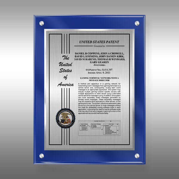 Patent Plaque - BlueLucite® BL1-EZ12